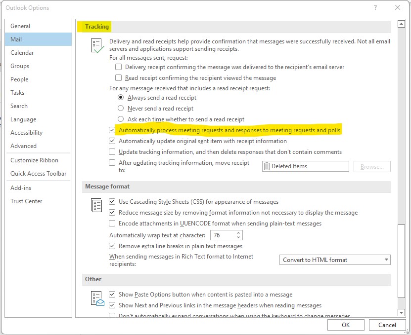 Setup Notifications of responses for meeting requests in Outlook ...